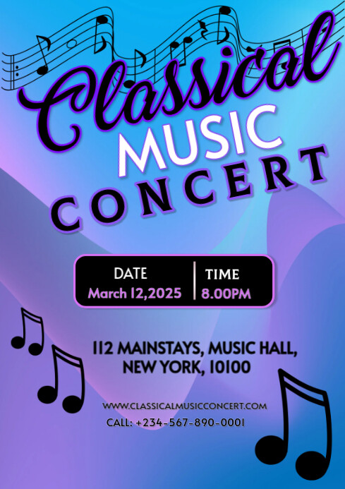 Blue Gradient Classical Music Concert Template A4 | PosterMyWall