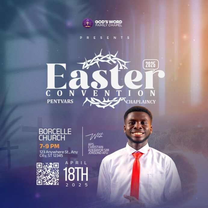 Blue Gradient Easter Convention Flyer Instagram Post Template ...
