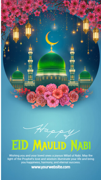 Blue Gradient Eid Milad Un Nabi Wishes Instagram Story Template ...