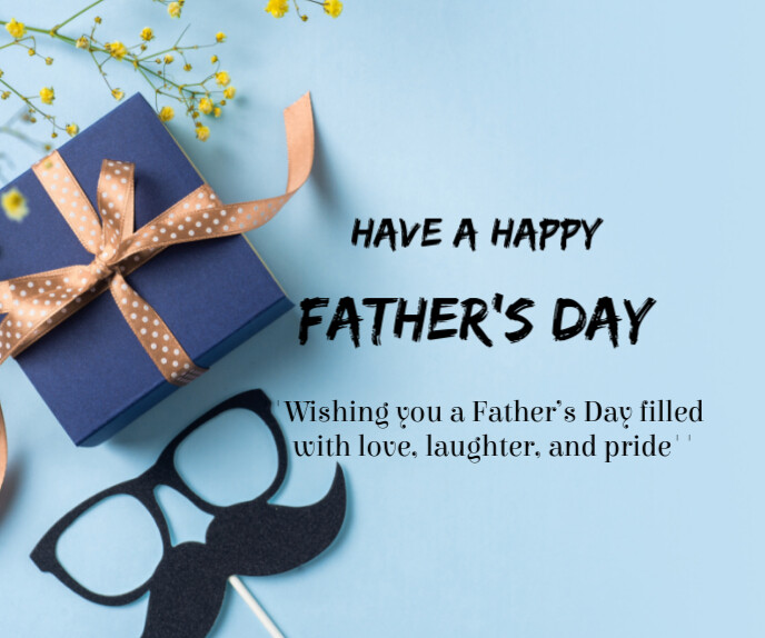 Blue Gradient Father's Day Greeting Cards Large Rectangle Template ...