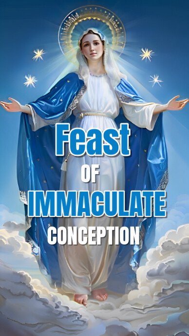 Blue Gradient Feast Of Immaculate Conception Instagram Story Template ...