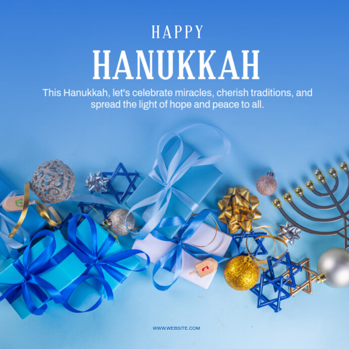 Blue Gradient Hanukkah Instagram Post Template | PosterMyWall