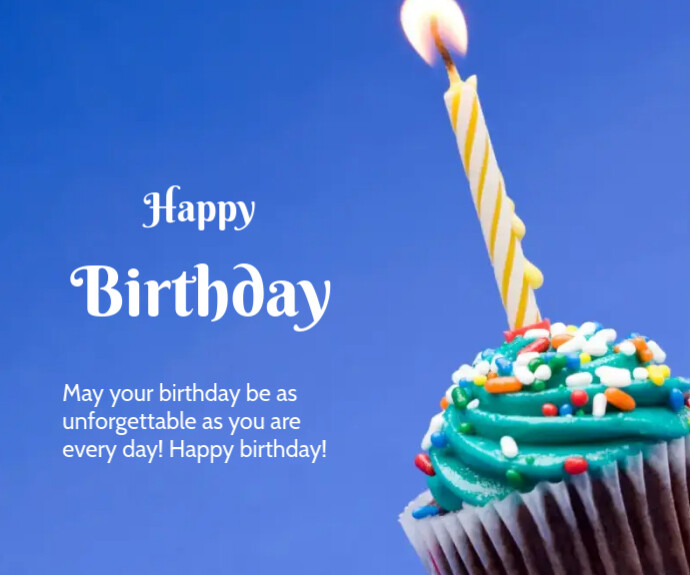 Blue Gradient Happy Birthday Wish Templates Medium Rectangle | PosterMyWall