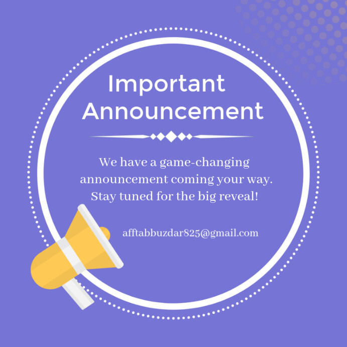 Blue Gradient Important Announcement Instagram Post Template | PosterMyWall