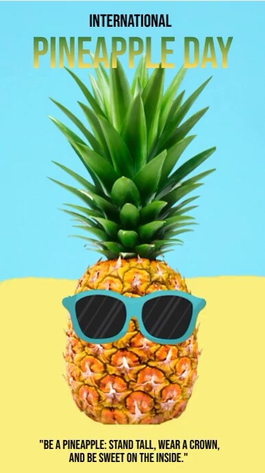 Blue Gradient International Pineapple Day In Template | PosterMyWall