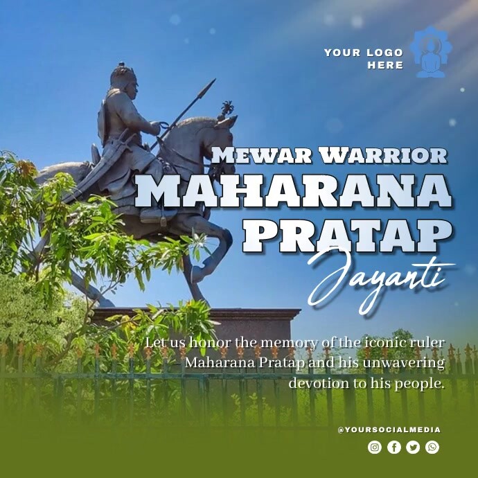 Blue Gradient Maharana Pratap Jayanti Square Template | PosterMyWall