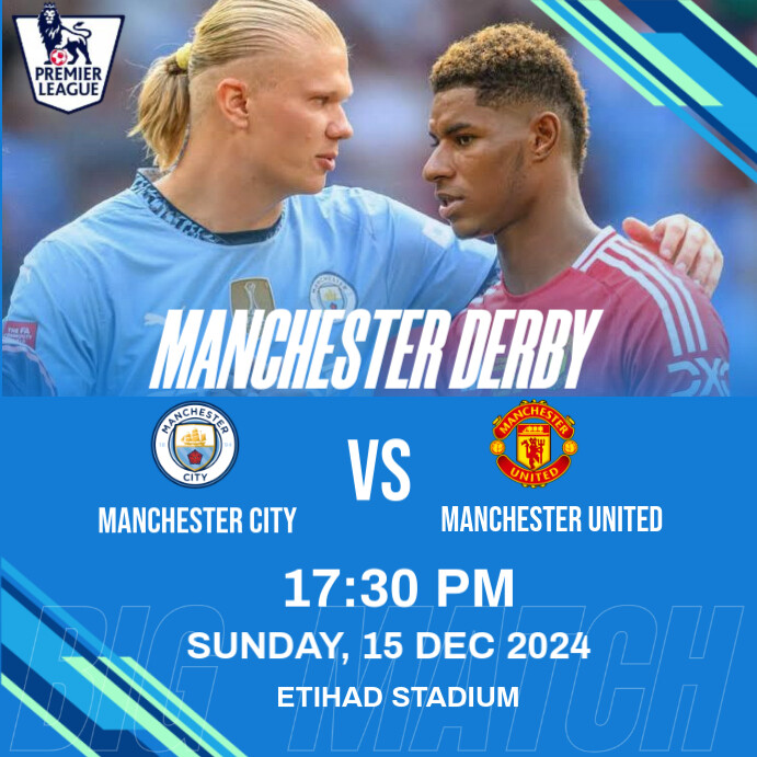 Blue Gradient Manchester Derby Manchester City Vs Manchester United ...