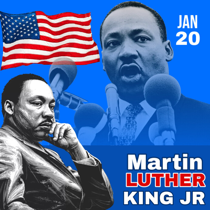 Blue Gradient Martin Luther King Day Instagram Post Template | PosterMyWall