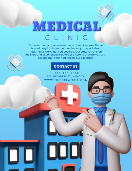 Blue Gradient Medical Clinic Flyer (us Lette Template | PosterMyWall