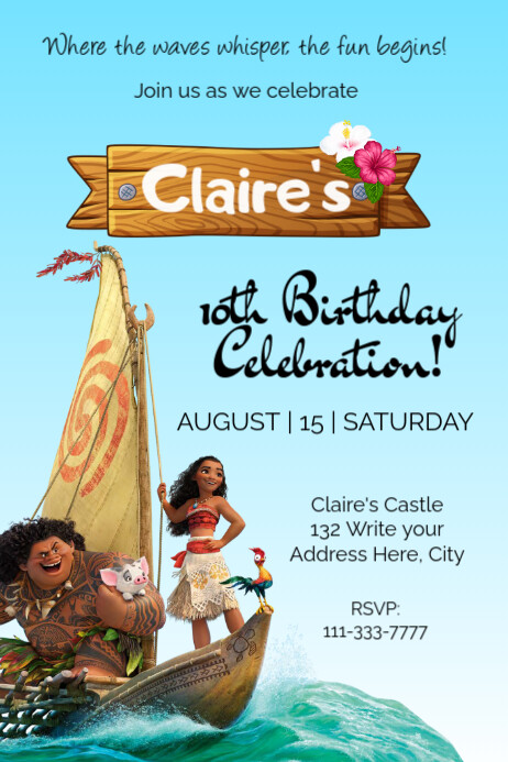 Blue Gradient Moana Poster Template | PosterMyWall