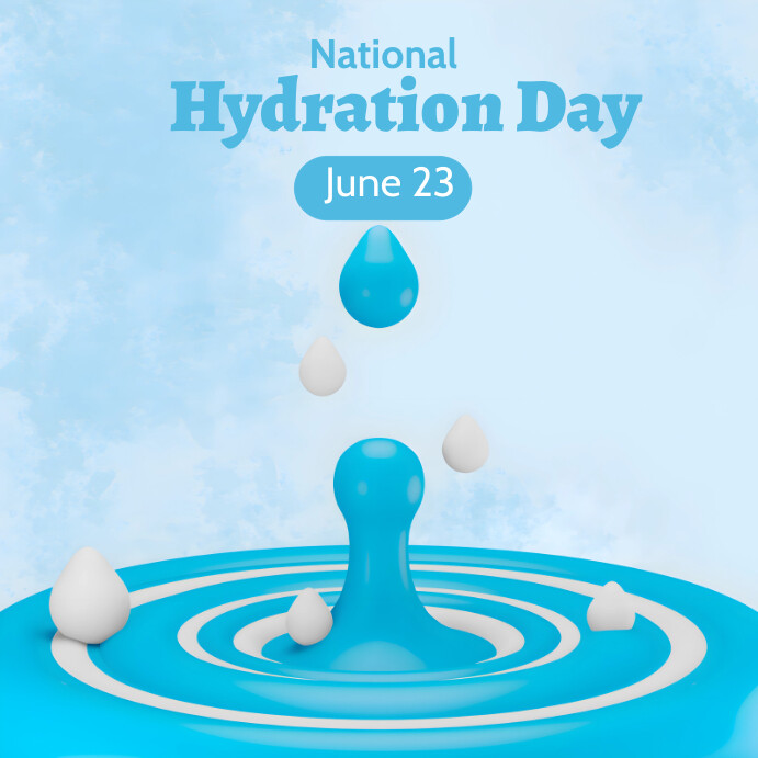Blue Gradient National Hydration Day Instagr Template | PosterMyWall