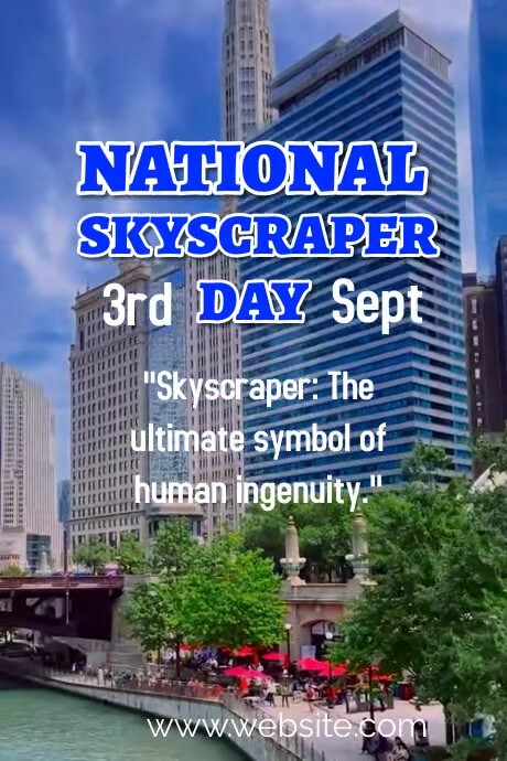 Blue Gradient National Skyscraper Day Poster Template | PosterMyWall
