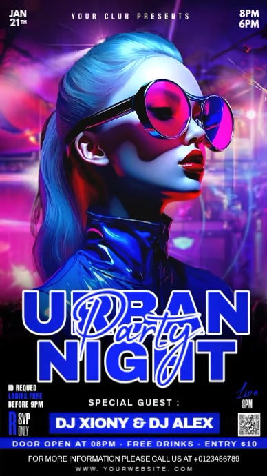 Blue Gradient Night Party Instagram Reel Template | PosterMyWall