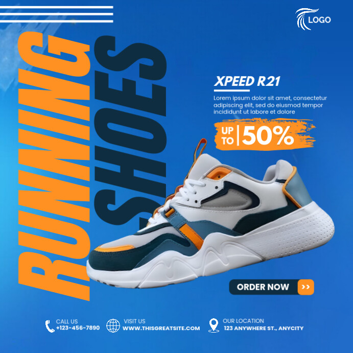 Copy of Blue Gradient Running Shoes Promo Instagram Post | PosterMyWall