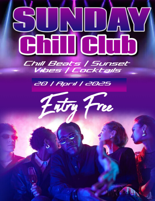 Copy of Blue Gradient Sunday Chill Club Flyer (us Letter) | PosterMyWall