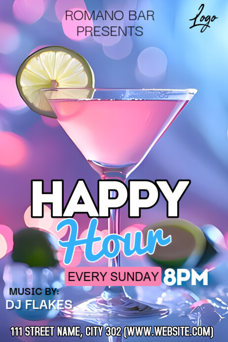 Copy of Blue Gradient Sunday Happy Hour Poster | PosterMyWall
