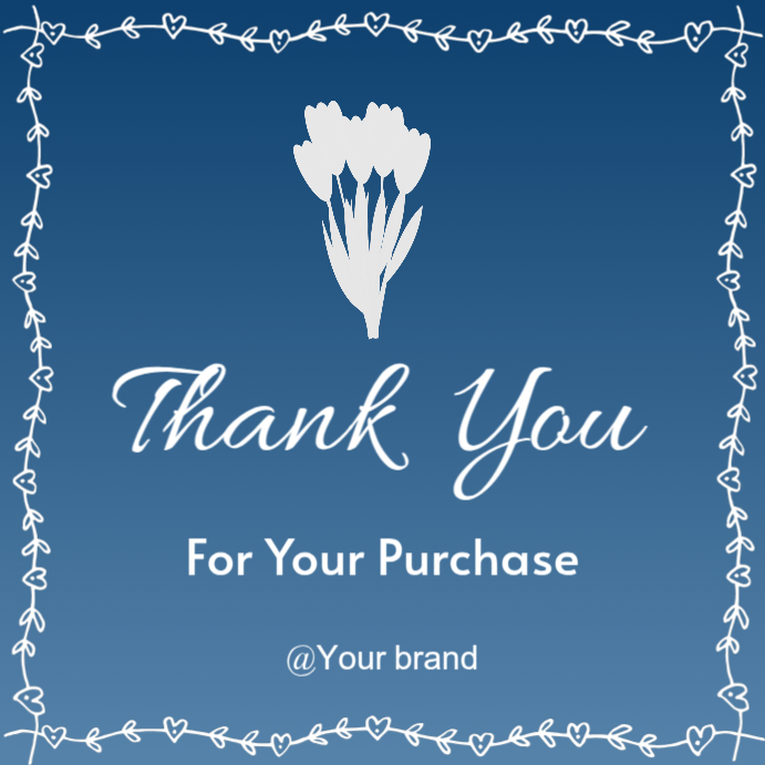 Blue Gradient Thank You Card Instagram Post Template | PosterMyWall