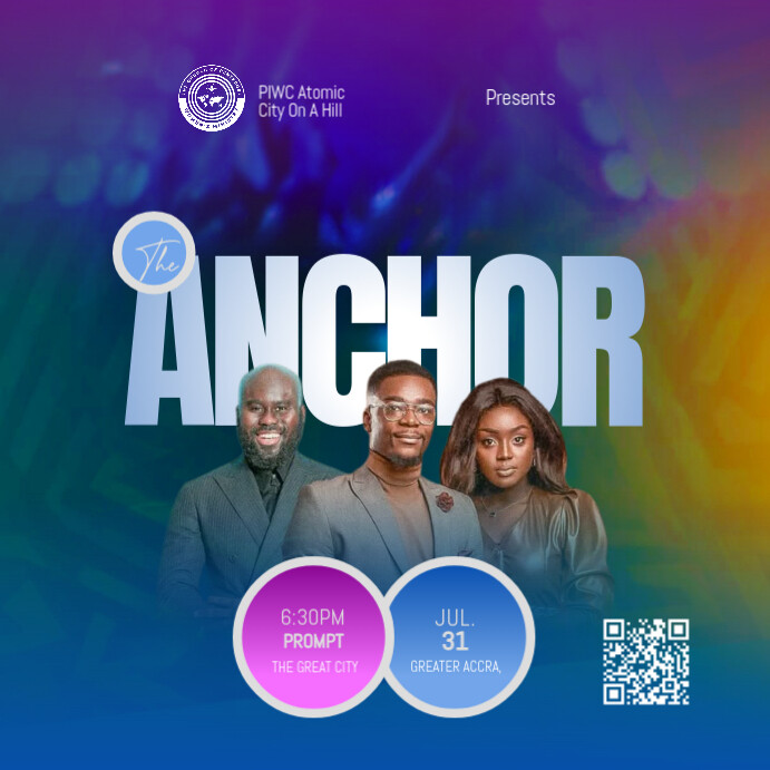 Blue Gradient The Anchor Church Flyer Design Instagram Post Template ...