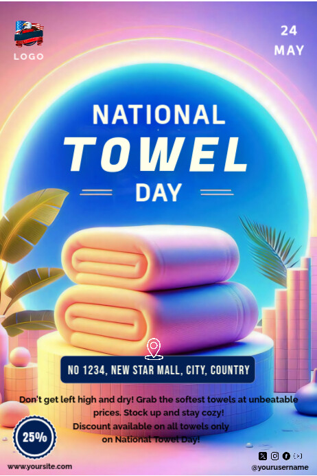 Blue Gradient Towel Day Poster Templat | PosterMyWall