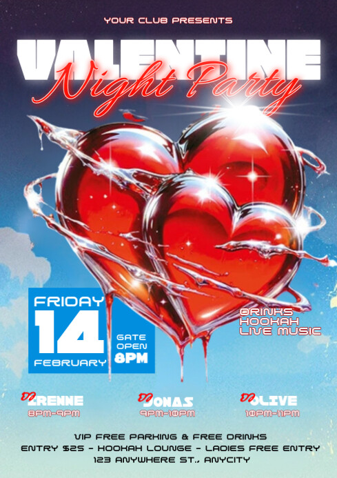 Copy of Blue Gradient Valentine Night Party A4 | PosterMyWall
