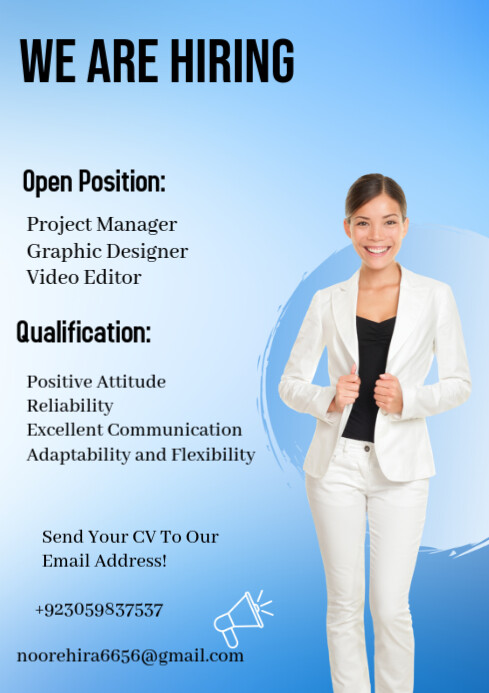 Blue Gradient We Are Hiring Job Opportunities A4 Template | PosterMyWall