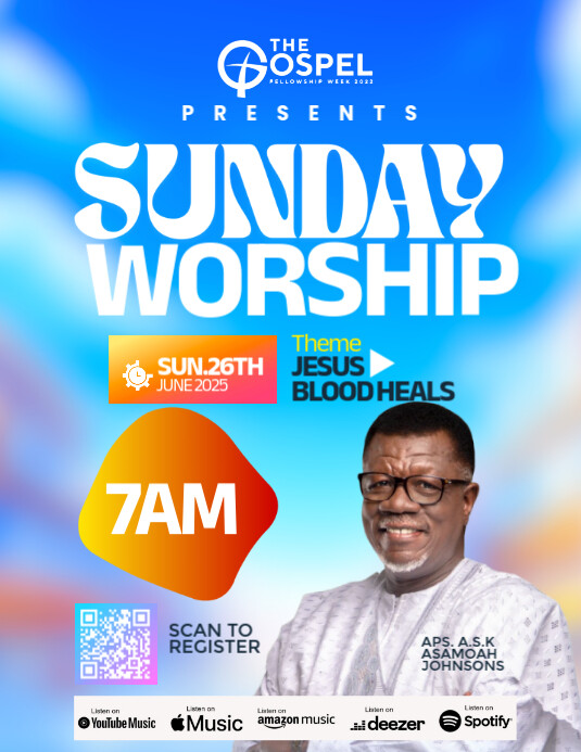 Blue Gradient Worship Church Flyer (us Letter) Template | PosterMyWall