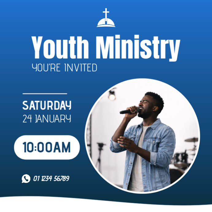 Blue Gradient Youth Ministry Instagram Invitation Post Church Worship ...
