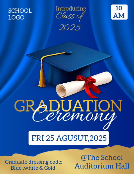 Copy of Blue Graduation Ceremony Flyer (us Letter) | PosterMyWall