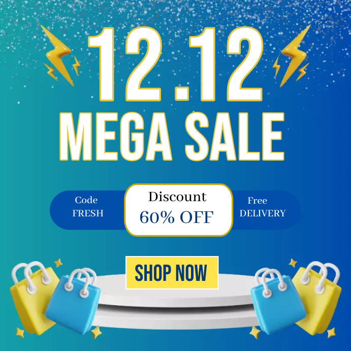 Blue green mega sale 12.12 template | PosterMyWall