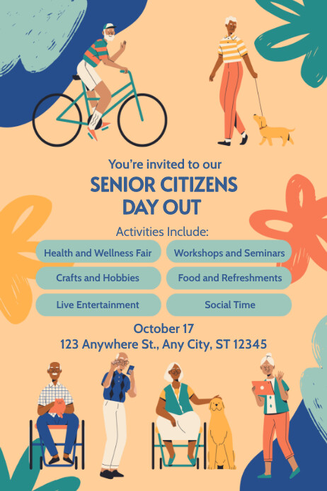 Blue Green Orange Creative Senior Citizens Da Template | PosterMyWall