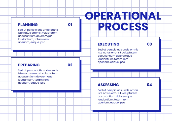 Plantilla de Blue Grid Operational Process Presentation | PosterMyWall