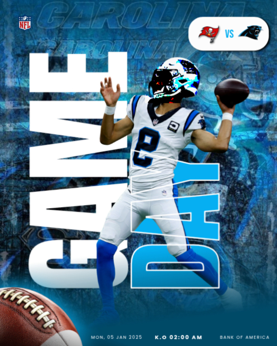 Blue Grunge American Football Game Day Instagram Portrait Template ...