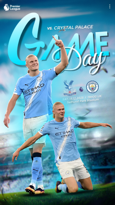 Blue Grunge Manchester City Match Day Instagram Story Instagram Story ...