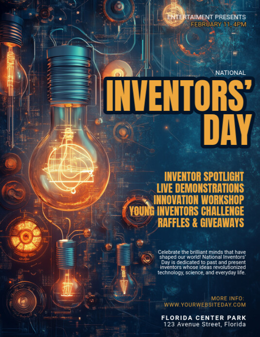 Blue Grunge National Inventors' Day Event Flyer (us Letter) Template ...