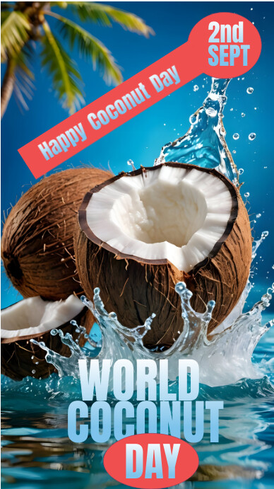 Blue Grunge World Coconut Day Flyer Template | PosterMyWall