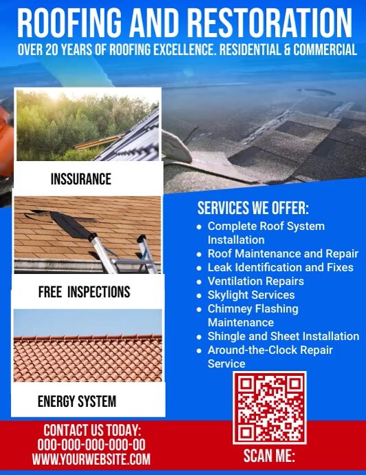 Copy of Blue Handyman Roofing Services Flyer (us Let | PosterMyWall