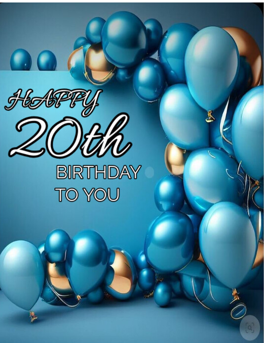 Plantilla de Blue Happy Birthday 20th Blue Template Flyer (us Letter ...