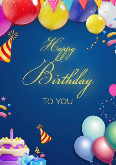 Blue Happy Birthday A2 Template | PosterMyWall