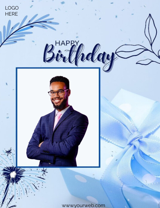 Blue Happy Birthday Flyer (us Letter) Template | PosterMyWall