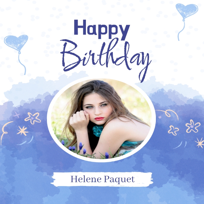 Blue Happy Birthday Modern Template | PosterMyWall