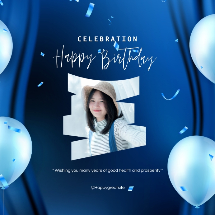 blue happy birthday modern template | PosterMyWall