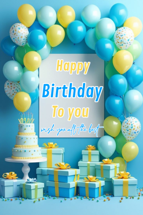 Plantilla de Blue Happy Birthday Poster Template Poster | PosterMyWall