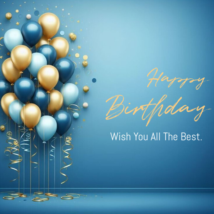 Blue Happy Birthday Templates And Online Greeting Cards Instagram Post ...