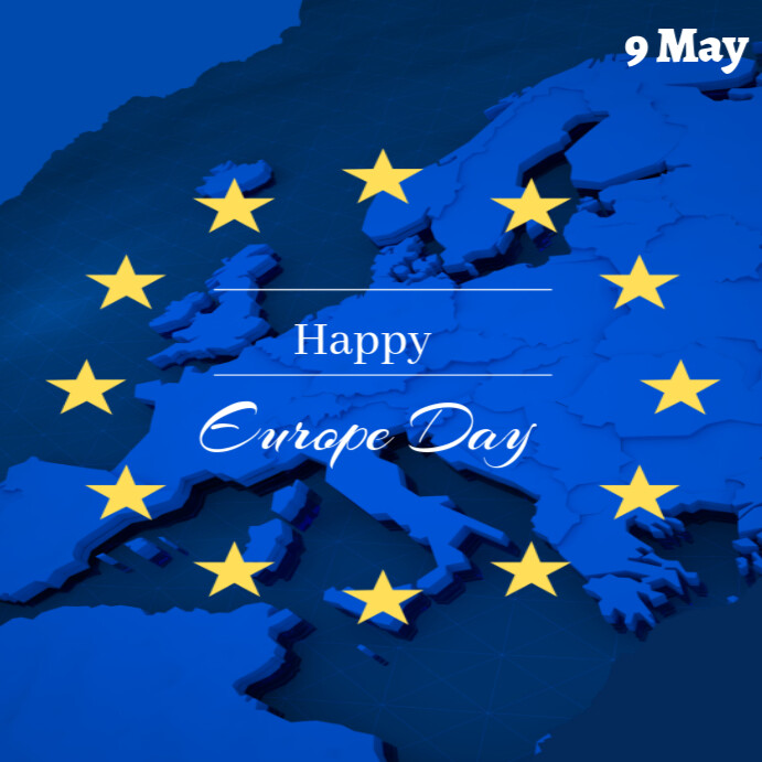 Blue Happy Europe Day Instagram Post Template | PosterMyWall