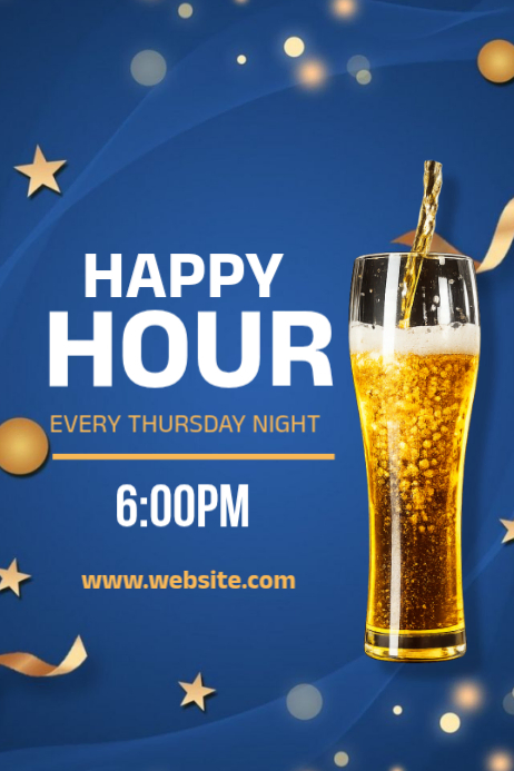 Blue Happy Hour Event Poster Template | PosterMyWall