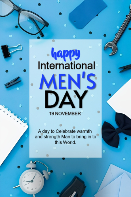 Blue Happy International Men's Day Poster Template | PosterMyWall