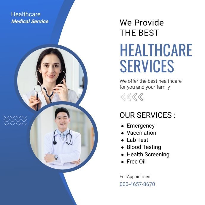 Blue Healthcare Services Instagram Post Template | PosterMyWall