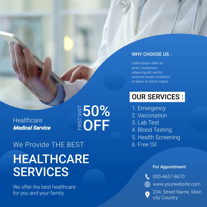 Blue Healthcare Services Instagram Post Template | PosterMyWall