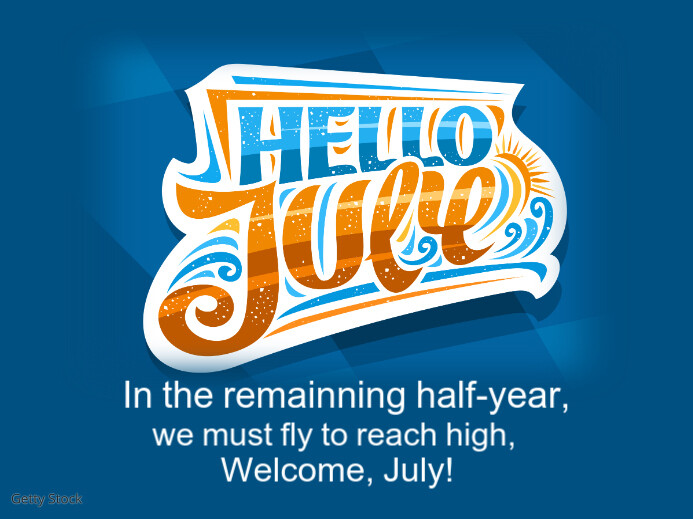 Blue Hello July , Welcome July Yard Sign Template | PosterMyWall