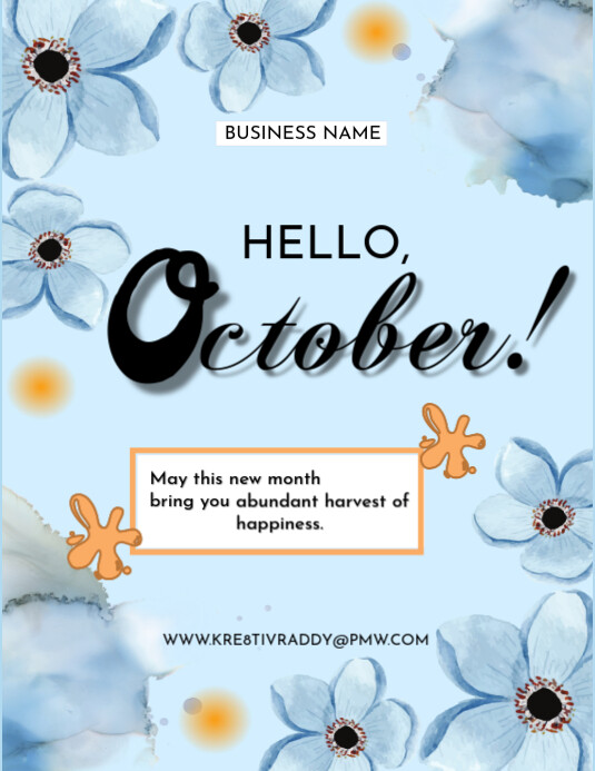 Copy of Blue Hello October Flyer (us Letter) | PosterMyWall